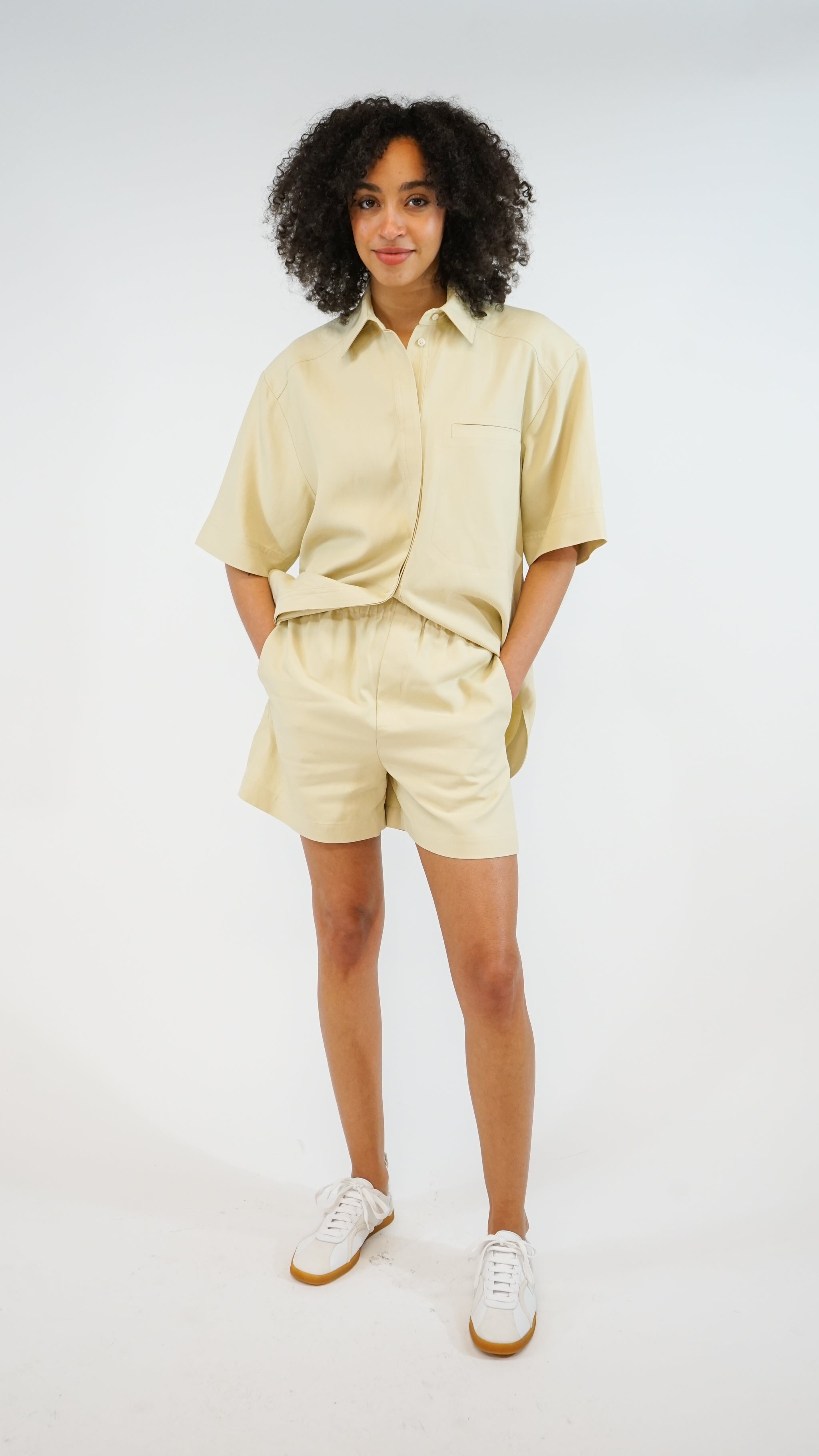 Loulou Studio Seto Viscose Linen Shorts